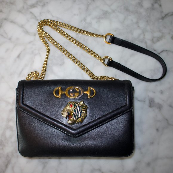 Gucci | Bags | Gucci Rajah Tiger Head Medium Shoulder Bag Black | Poshmark